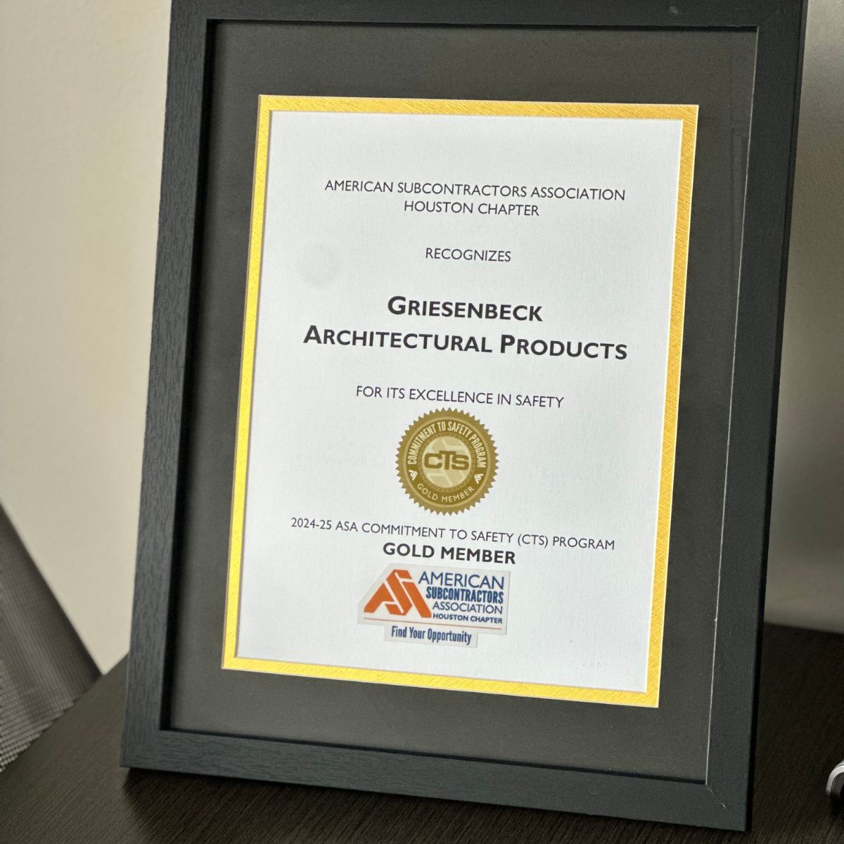Griesenbeck Achieves Gold Member Status in ASA Commitment to Safety ...
